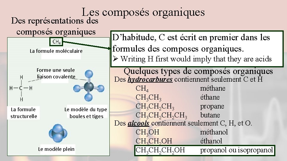 les composs organiques Power Point 5 3 La