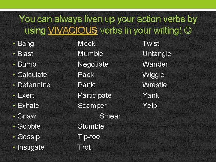 How do I differentiate between action verbs and