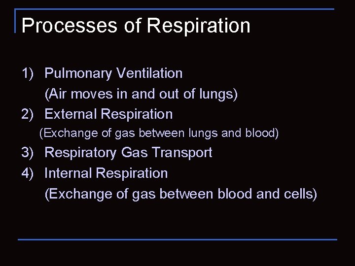 Breathing Mechanisms Processes of Respiration 1 Pulmonary Ventilation
