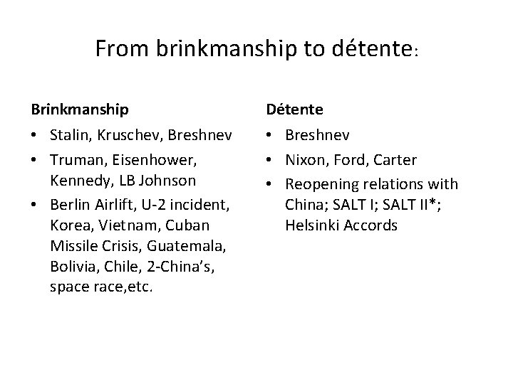 Cold War Thaw and End Eastern bloc challenges