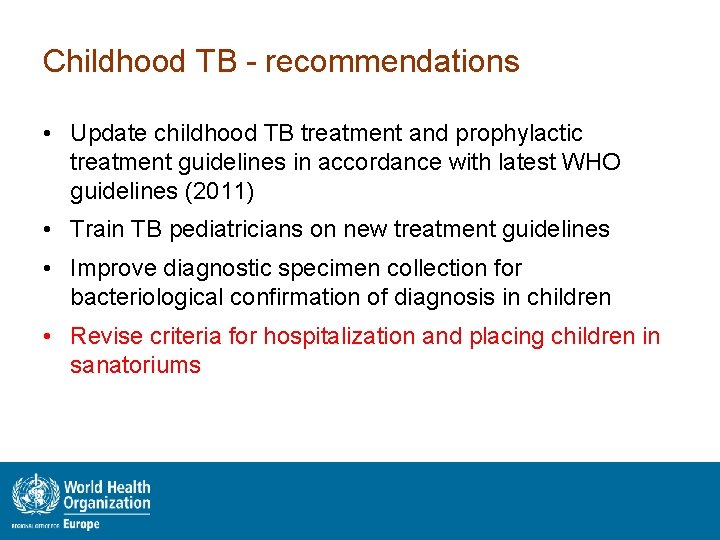 Key Findings and Recommendations External review to TB