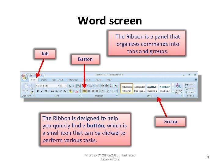 MSOffice WORD Part 1 Microsoft Office 2010 Illustrated