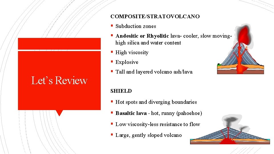 Tectonic Processes Vulcanism Typical Volcanic features label your