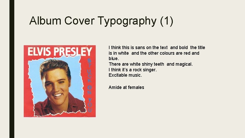 TYPOGRAPHY Typefaces used in posters Album covers and