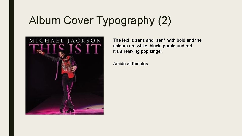 TYPOGRAPHY Typefaces used in posters Album covers and