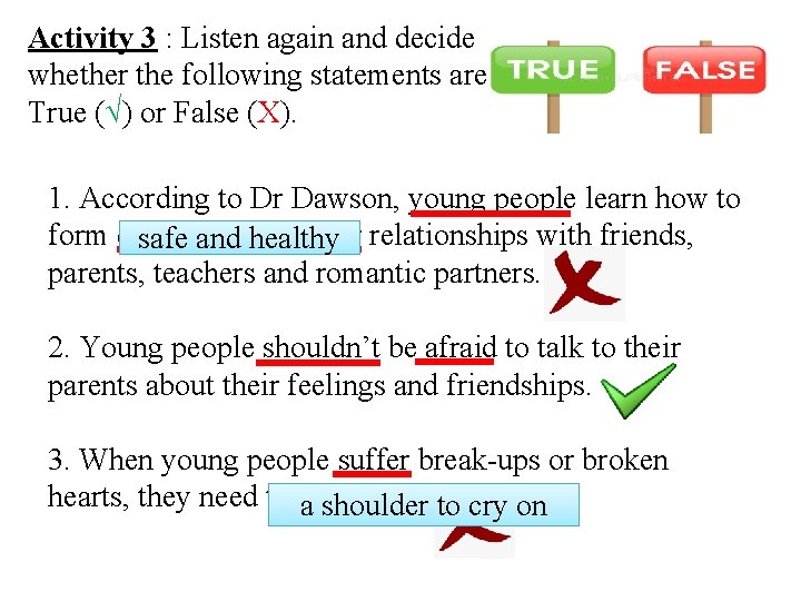 Teachers and students Unit 2 Relationship Skills Listening