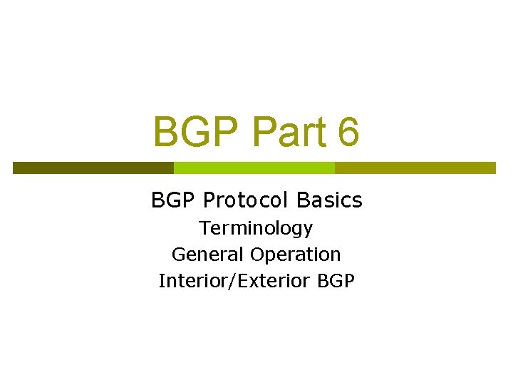BGP Protocol Configuration Af NOG Border Gateway Protocol