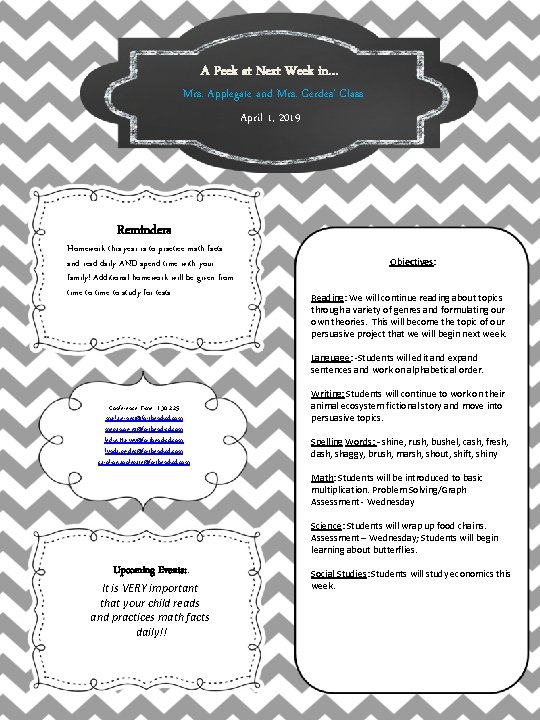 A Peek at Next Week in Mrs Applegate
