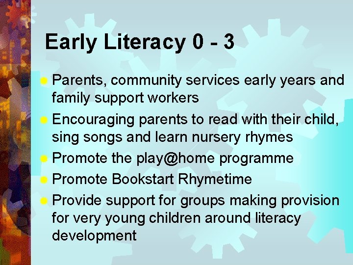 Promoting literacy in the early years Argyll and