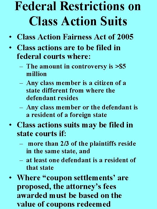 Requirements for Bringing Suit Cause of Action legally