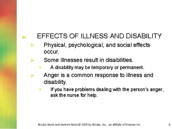 Chapter 7 Understanding the Person Mosby items and