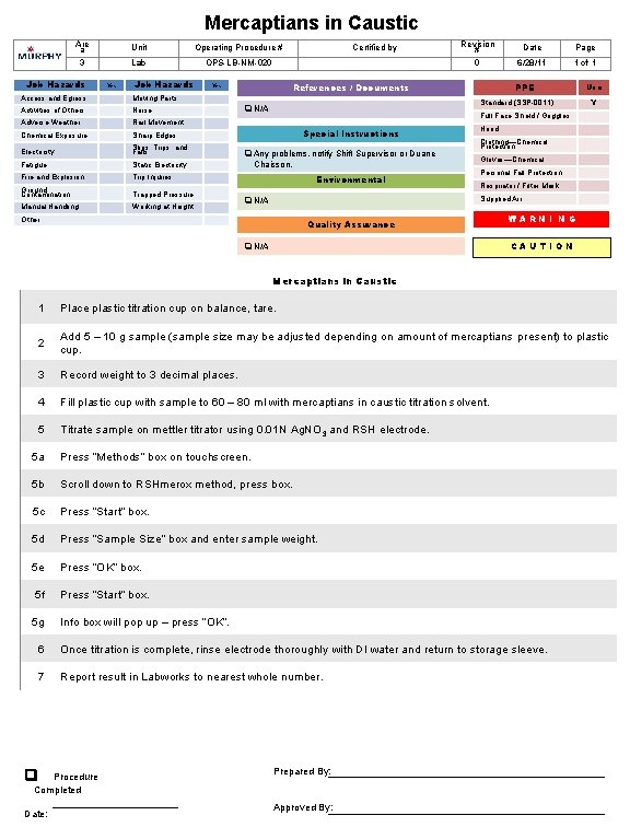 Mercaptians in Caustic Are a Unit Operating Procedure