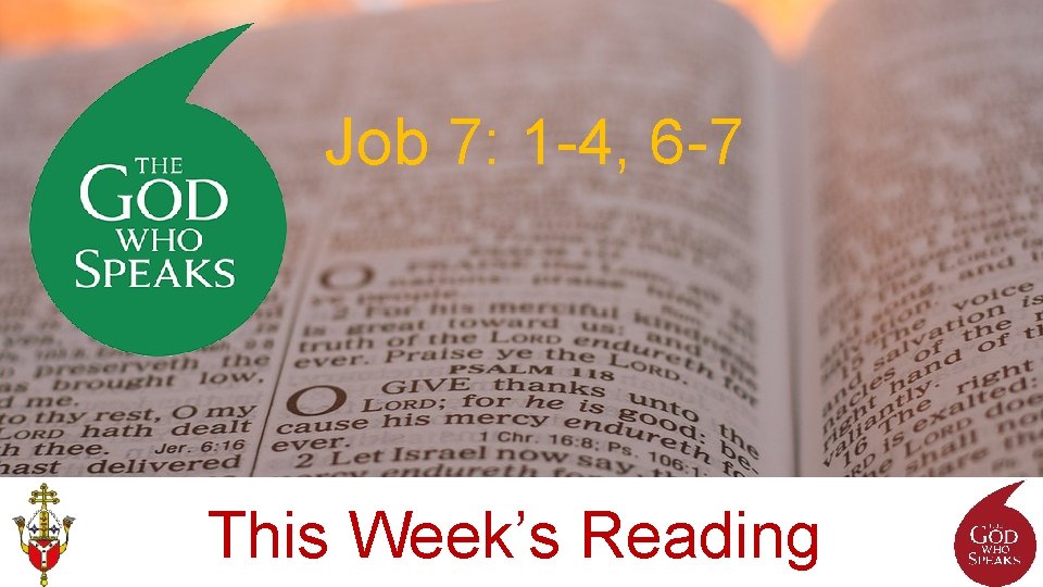 This Weeks Reading Job 7 1 4 6