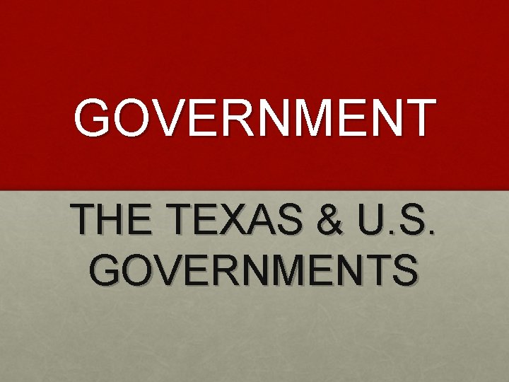 GOVERNMENT THE TEXAS U S GOVERNMENTS PURPOSE OF