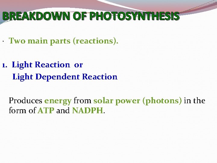 PRESENTATION ON PHOTOSYNTHESIS PHOTOSYNTHESIS An anabolic endergonic carbon