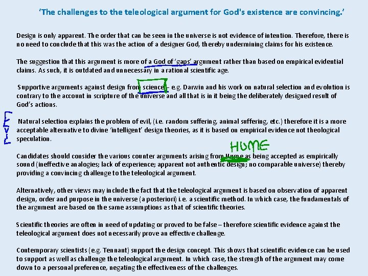 The challenges to the teleological argument for Gods