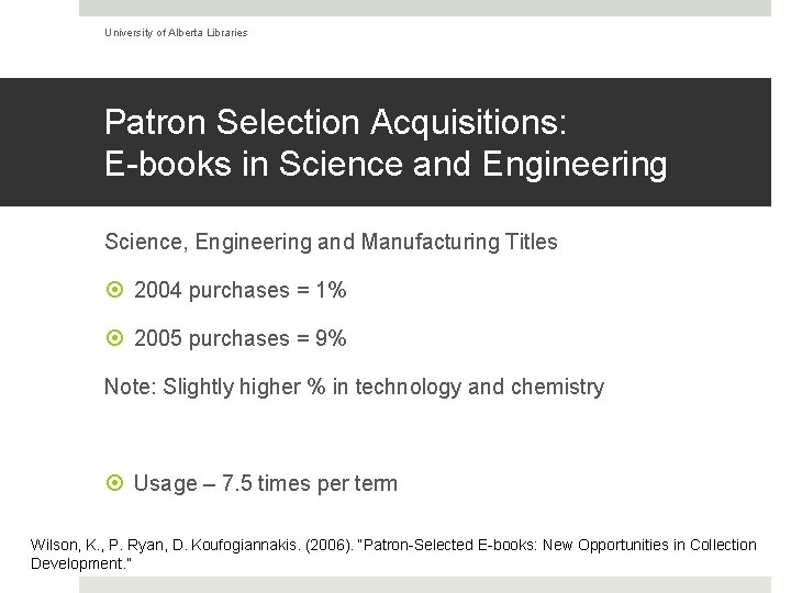 University of Alberta Libraries Science and Technology Library