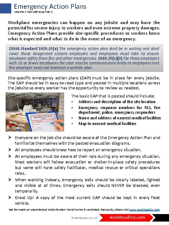 Emergency Action Plans Volume 1 Fast 100 Issue