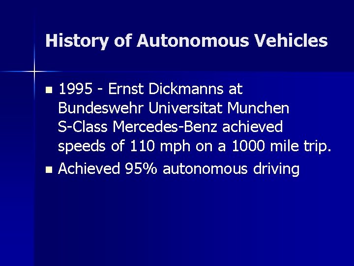 AI and Autonomous Vehicles Daniel Landers COMP 4640