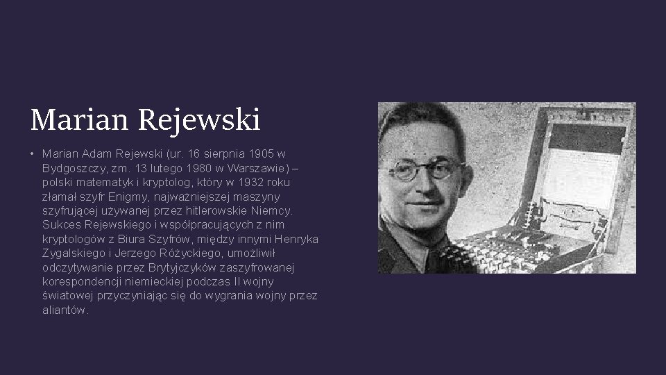 DZIE NAUKI POLSKIEJ ENIGMA niemiecka przenona elektromechaniczna maszyna