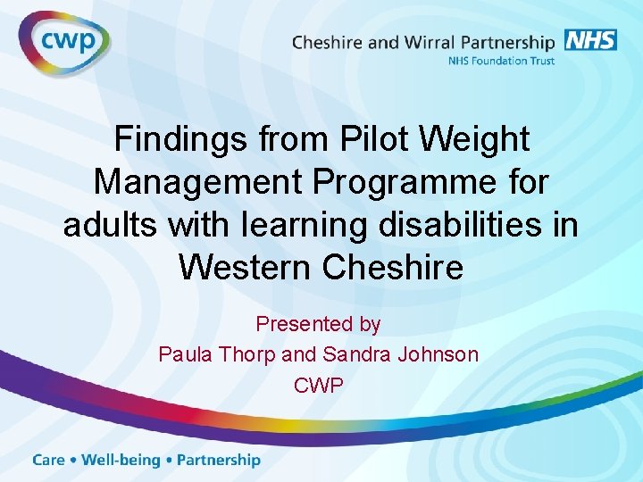 Findings from Pilot Weight Management Programme for adults