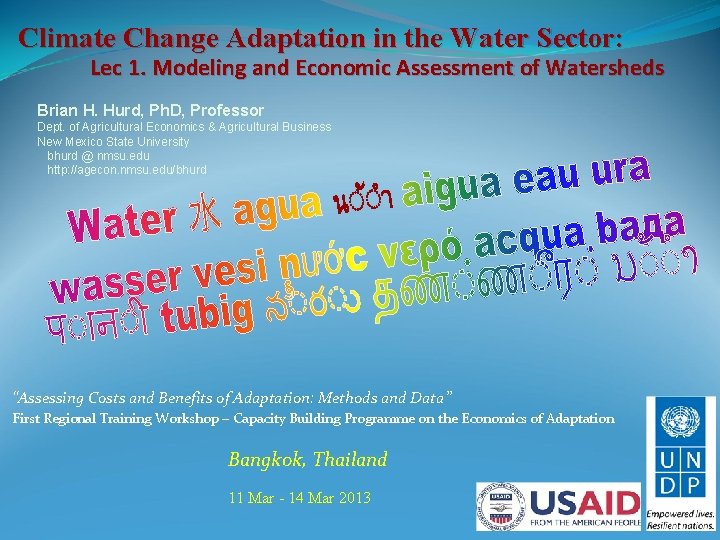 Climate Change Adaptation in the Water Sector Lec