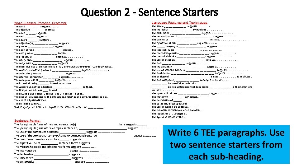 English Language Paper 1 Brighton Rock SECTION A