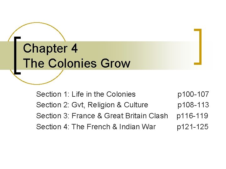 Chapter 4 The Colonies Grow Section 1 Life
