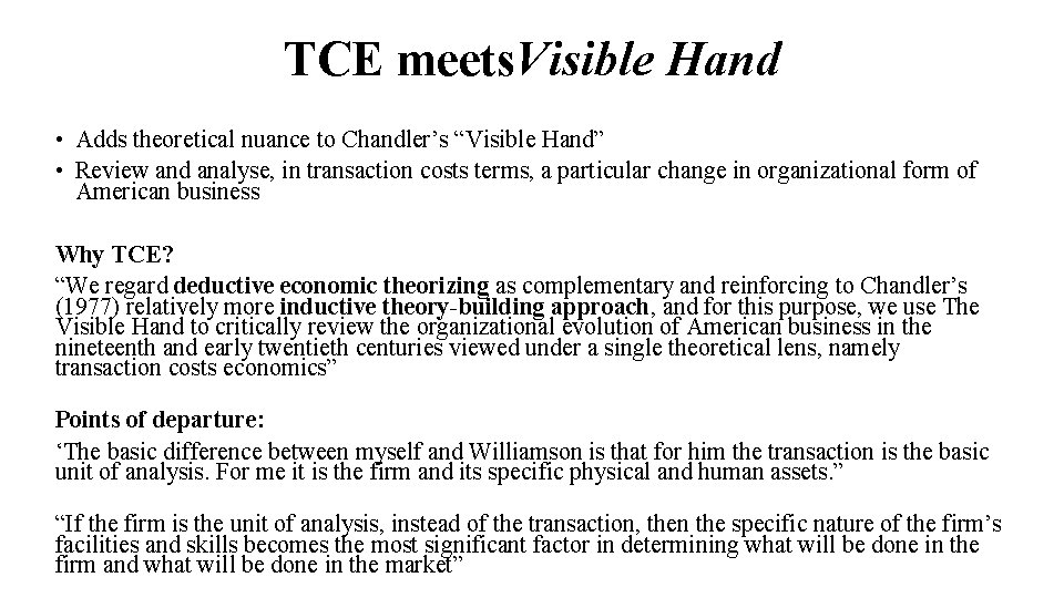 Chandlers Living History The Visible Hand of Vertical