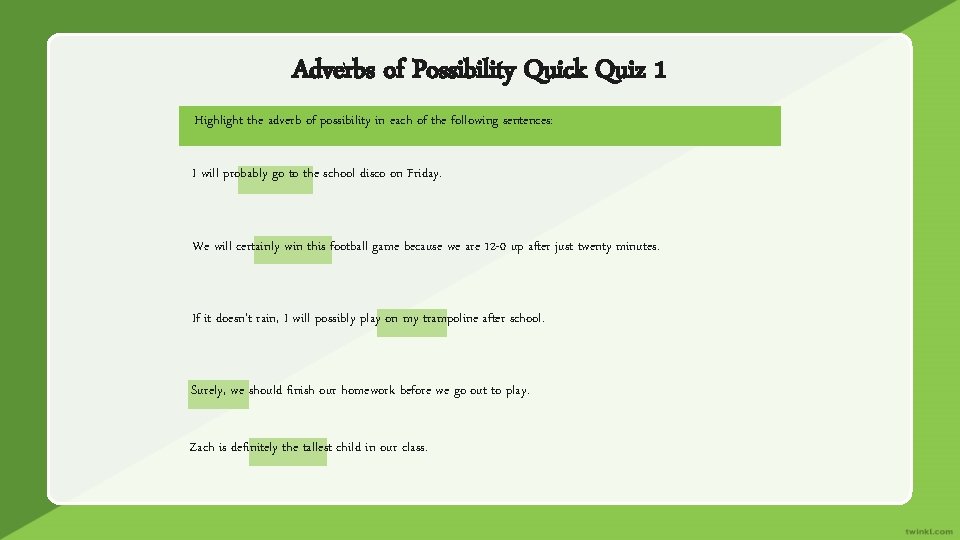 Tuesday 1 st December 2020 SPa G Adverbs