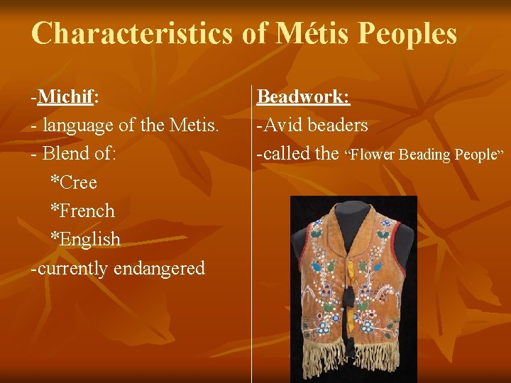 Origins of the Mtis Mtis Culture Metis Mixed