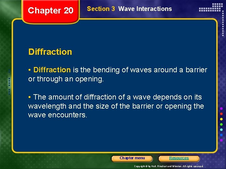 Chapter 20 Section 1 The Nature of Waves