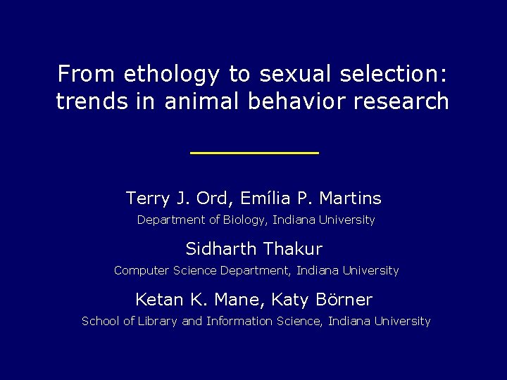 From ethology to sexual selection trends in animal
