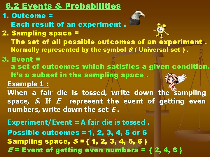 6 2 Events Probabilities 1 Outcome Each result