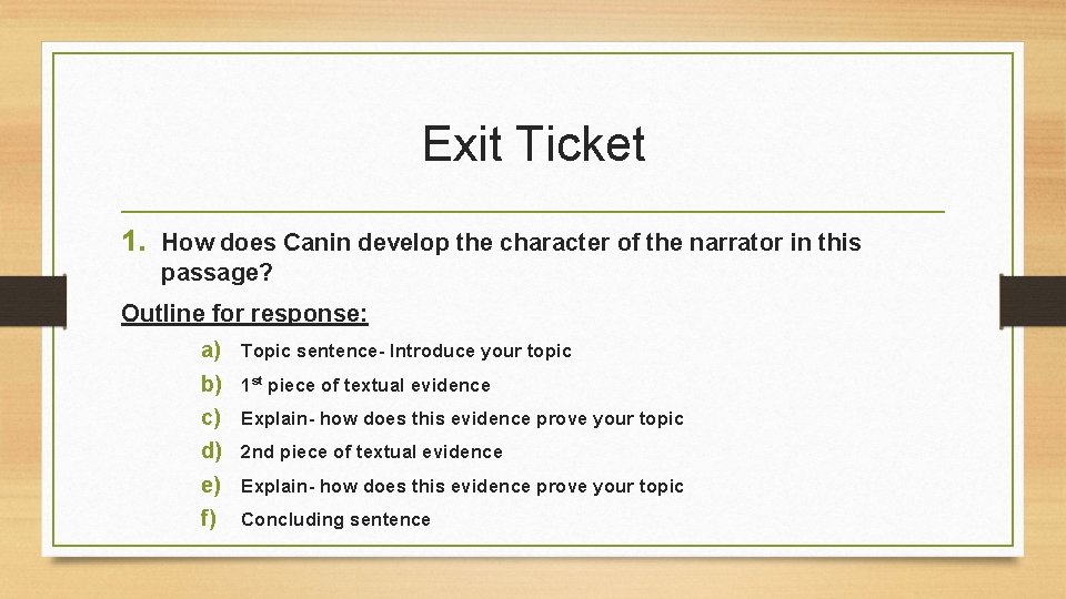 Objective I can analyze how complex characters e