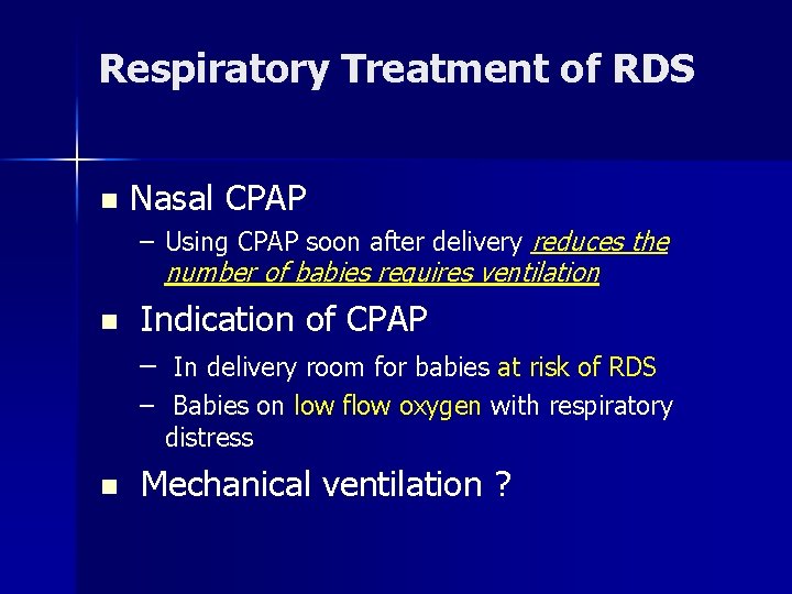 Respiratory Distress Syndrome or Hyaline Membrane Disease Dr