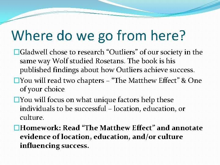 Outliers The Story of Success Bell Ringer Mastery