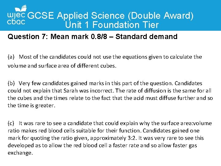Feedback on Applied Science Double Award Units Summer