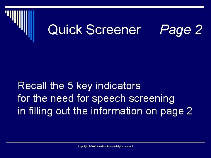 Childrens Speech Sound Disorders Screening for Teachers Caroline