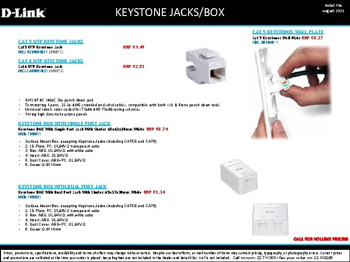 Retail File August 2021 Dlink Structured Cabling Line