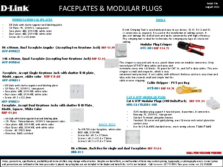 Retail File August 2021 Dlink Structured Cabling Line
