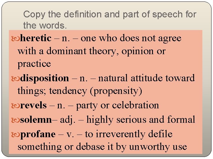 Vocabulary Words for Act 1 of Romeo and