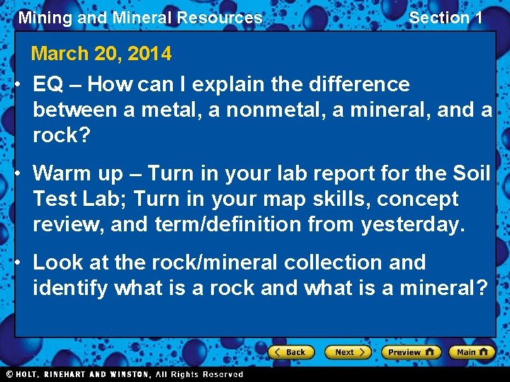 Mining and Mineral Resources Section 1 March 20