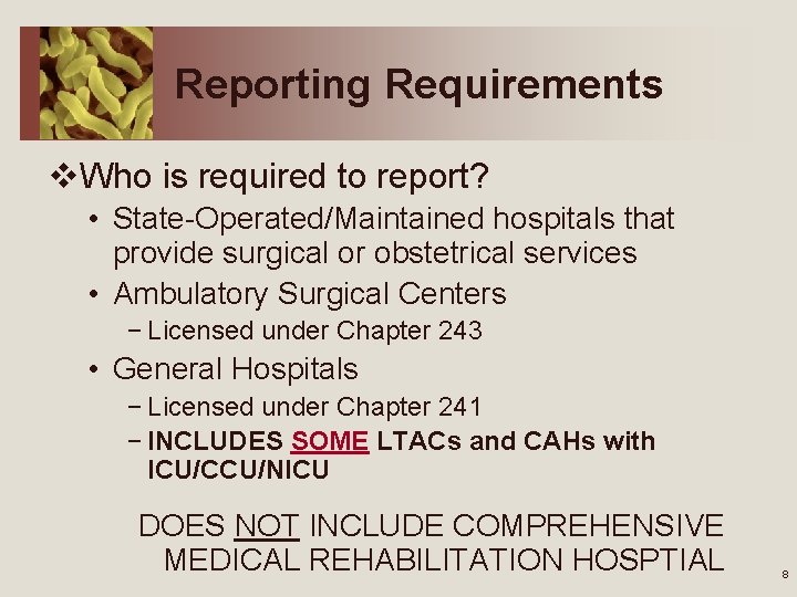 Texas Healthcare Associated Infection HAI Reporting and Validation