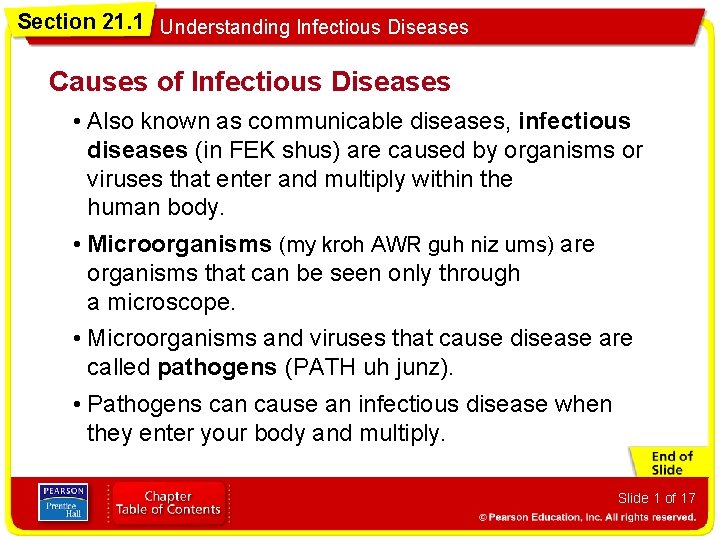 Section 21 1 Understanding Infectious Diseases Causes of