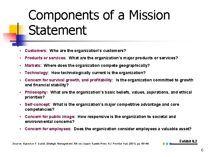 Chapter 8 Strategic Management n n n Importance