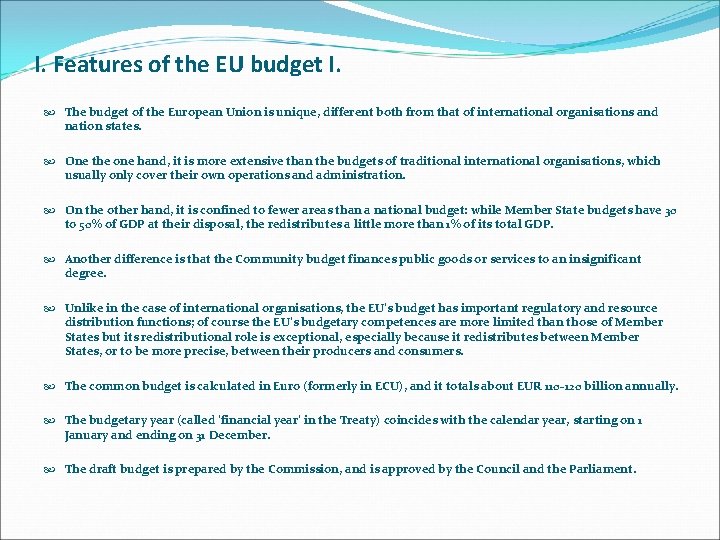 The budget of the European Union I Introduction