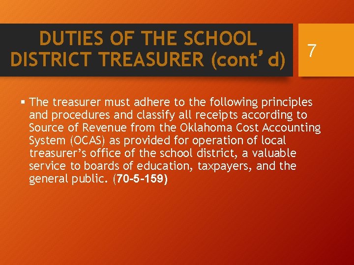 DUTIES SCHEDULE SCHOOL DISTRICT TREASURER Michelle Chapple Chief
