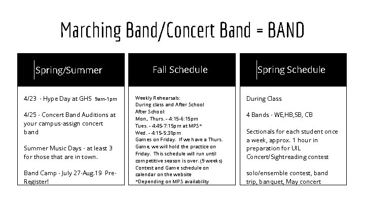 Welcome to the Grapevine Mustang Band 2016 2017