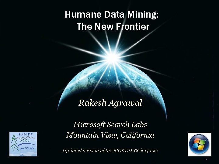 Humane Data Mining The New Frontier Rakesh Agrawal